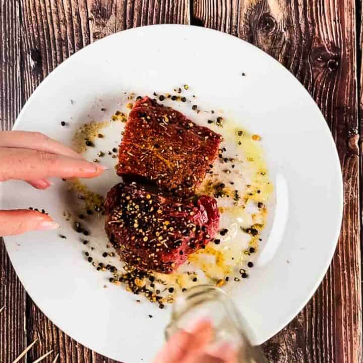 Easy Air Fryer Filet Mignon with Bacon - Winding Creek Ranch