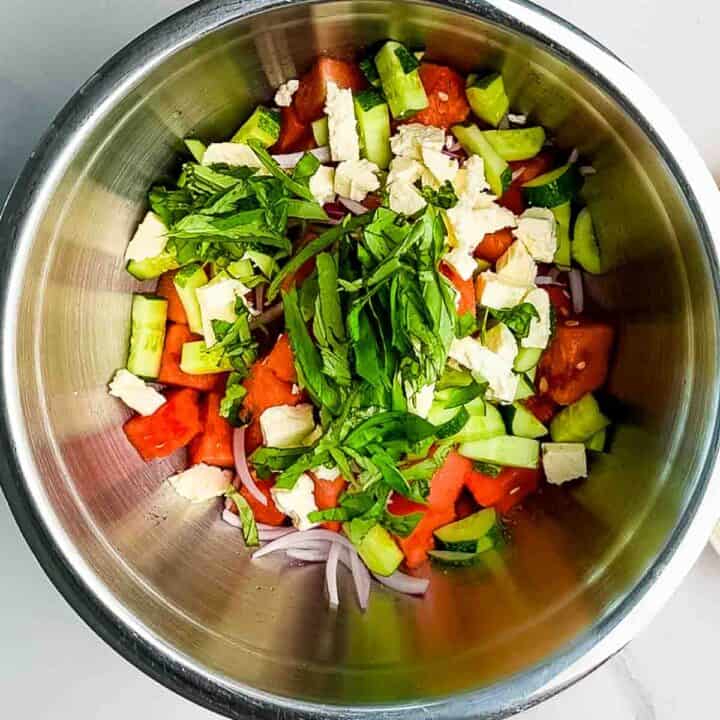 Watermelon Cucumber Salad with Basil and Feta