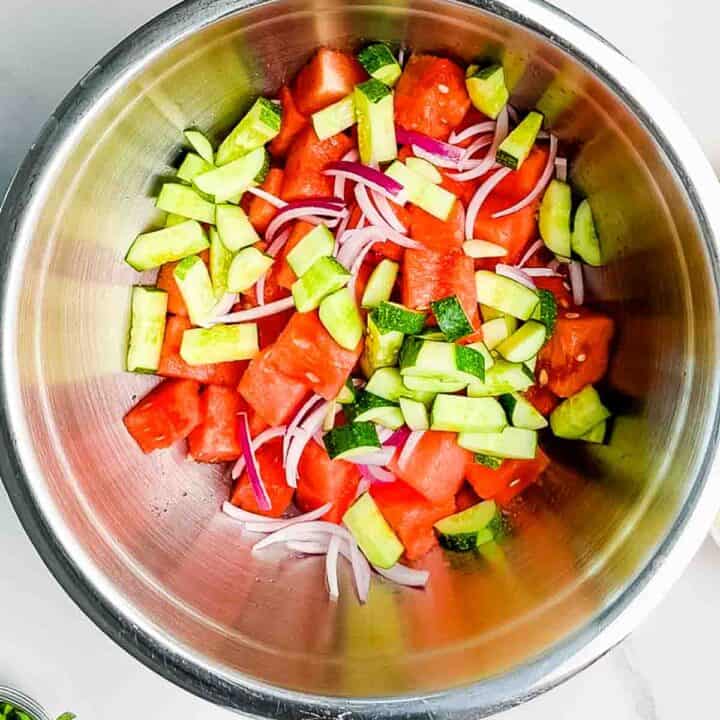 Watermelon Cucumber Salad with Basil and Feta