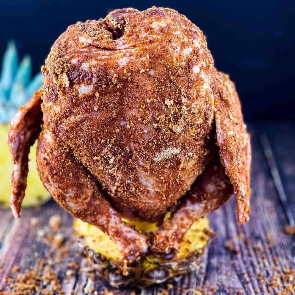 Smoked Pineapple Stand Chicken Recipe on Pellet Grill