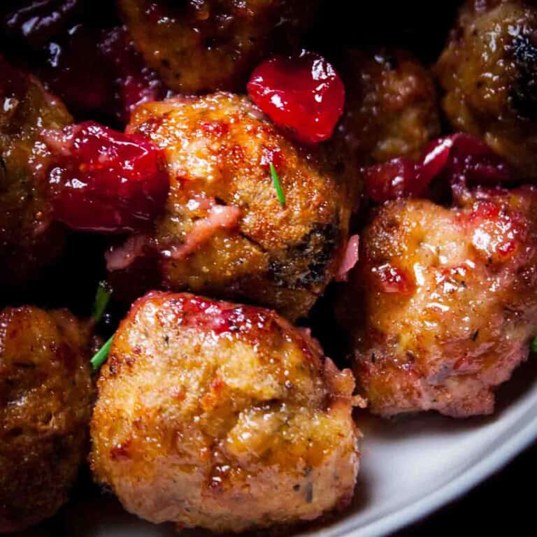 Turkey Meatballs with Stuffing and Cranberry Glaze - Winding Creek Ranch