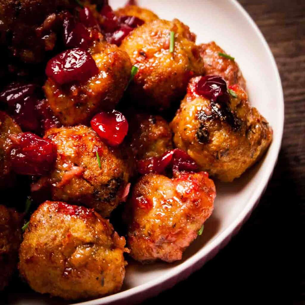 Turkey Meatballs with Stuffing and Cranberry Glaze - Winding Creek Ranch